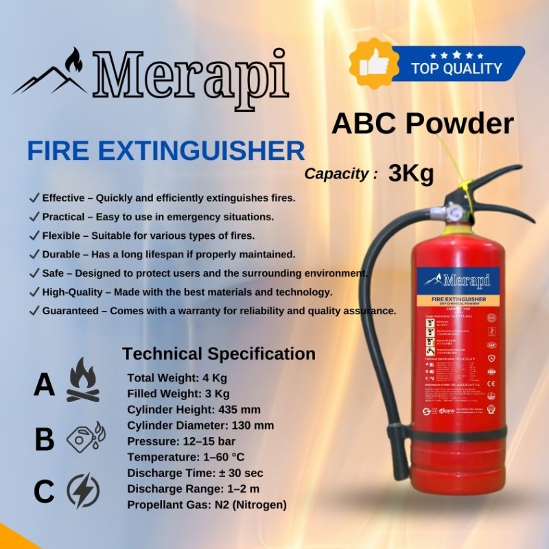 Jual APAR 3Kg Merapi – Tabung Pemadam Api Ringan (ABC Powder) Alat ...