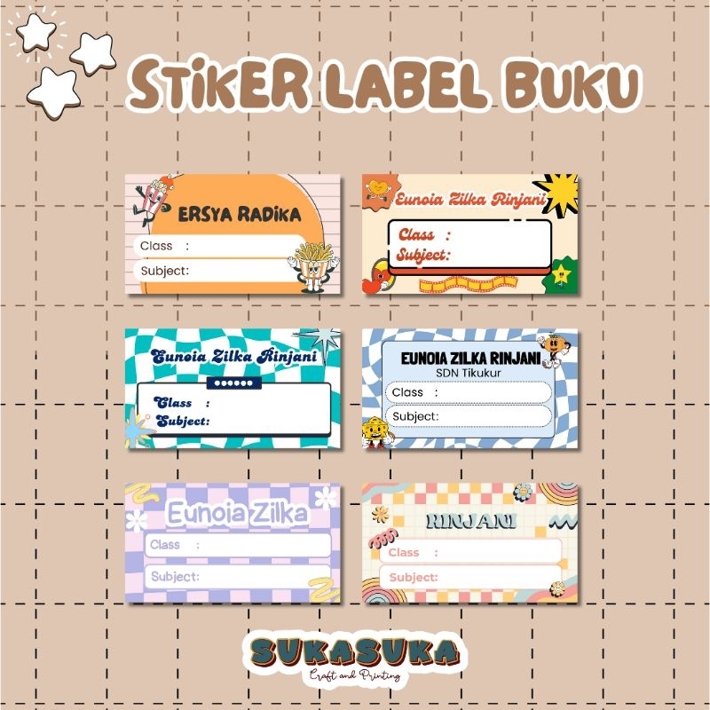 Jual stiker mapel custom / stiker label buku / stiker nama / stiker ...