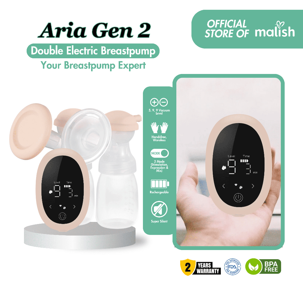 Jual Malish Aria Gen 2 Double Rechargeable Breast Pump JunDW | Shopee ...