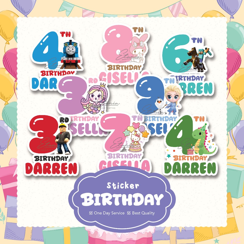 Jual Stiker Ulang Tahun Anak Sticker Birthday Sticker ultah anak lucu ...