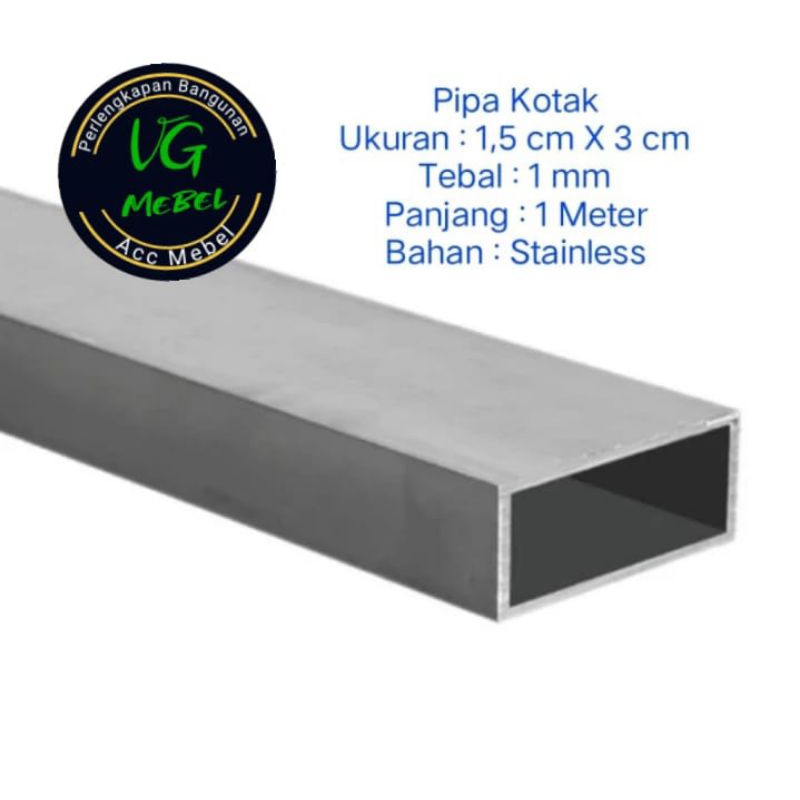 Jual Pipa Holo Kotak Stainless Steel 30 mm X 15 mm / Pipa Holo 3 cm X 1 ...