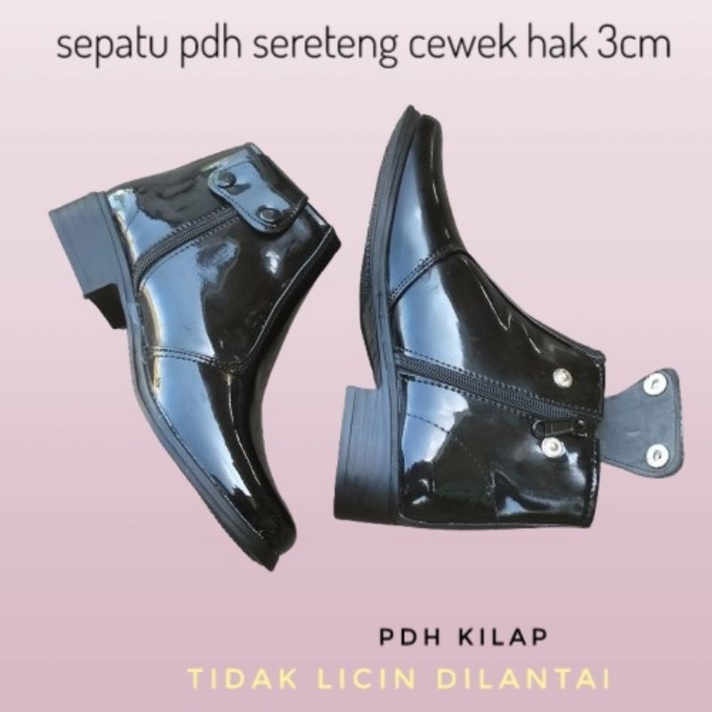 Jual Sepatu wanita PDH sus /sepatu pdh cewek sereteng kilap hak 3cm/pdh ...