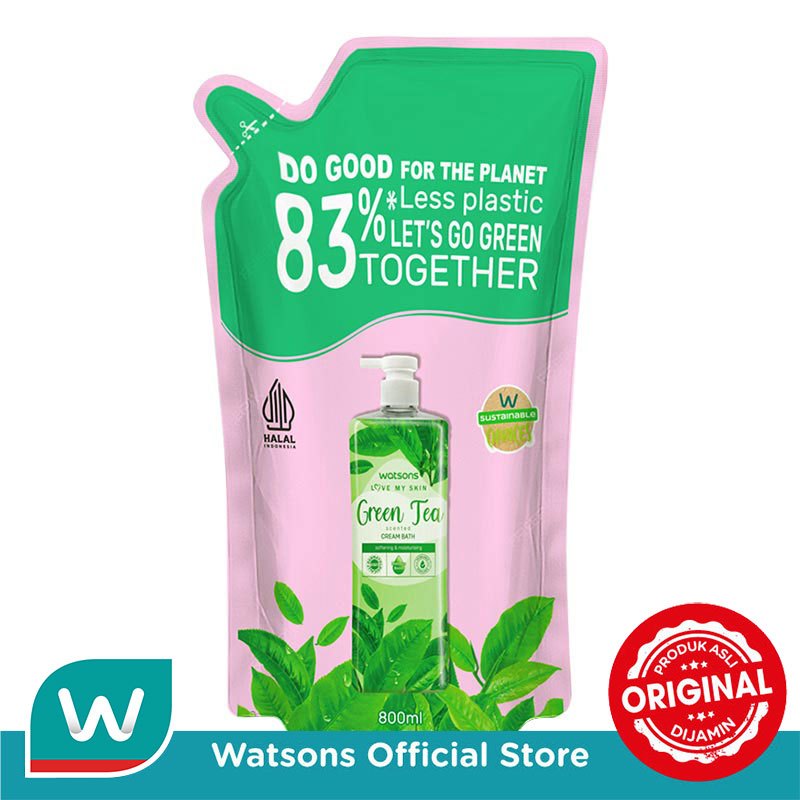 Jual Watsons Green Tea Scented Cream Bath Pouch 800ml | Shopee Indonesia