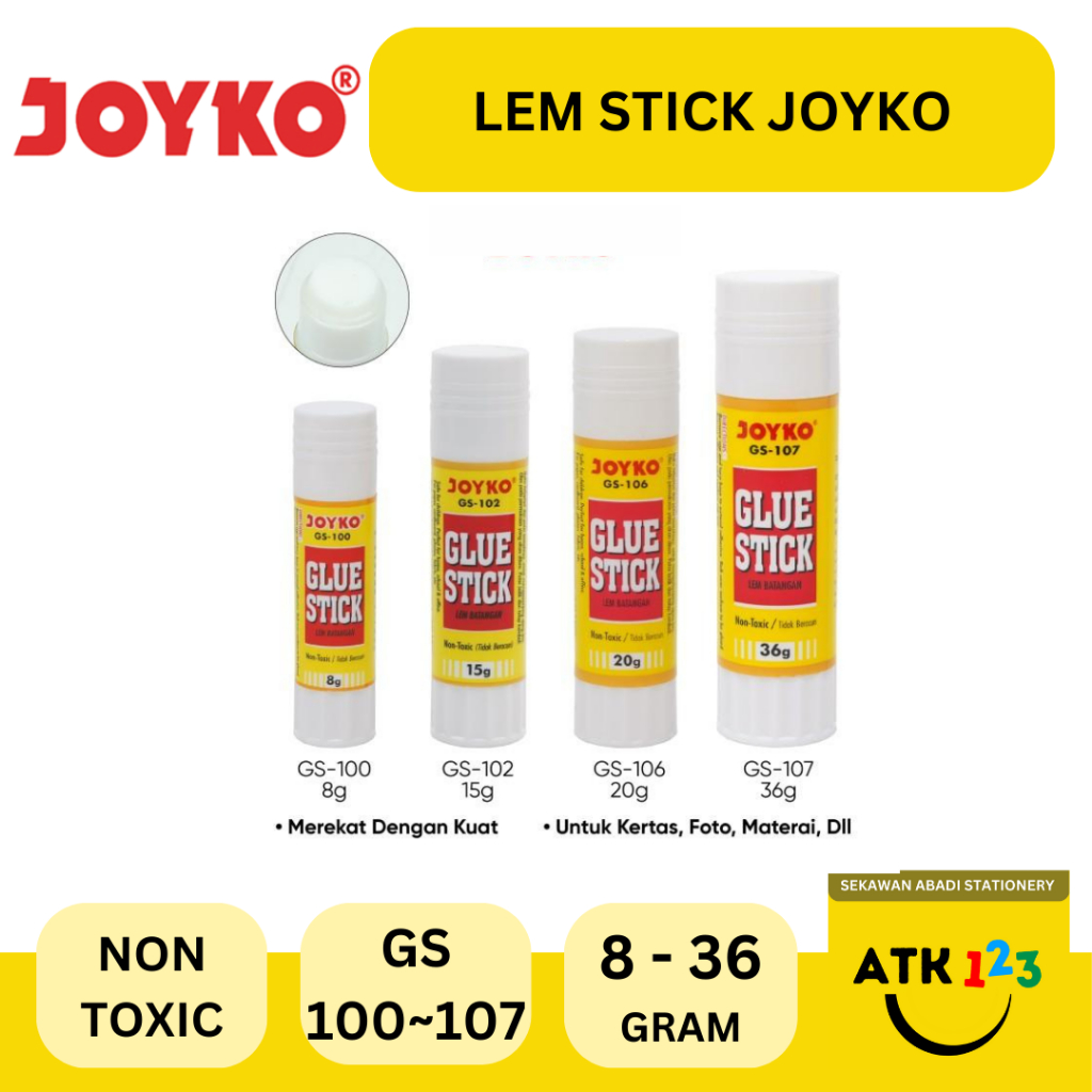 Jual JOYKO Lem Kertas Stick Merk Joyko GS-100 8 gram / GS-102 15 gram ...