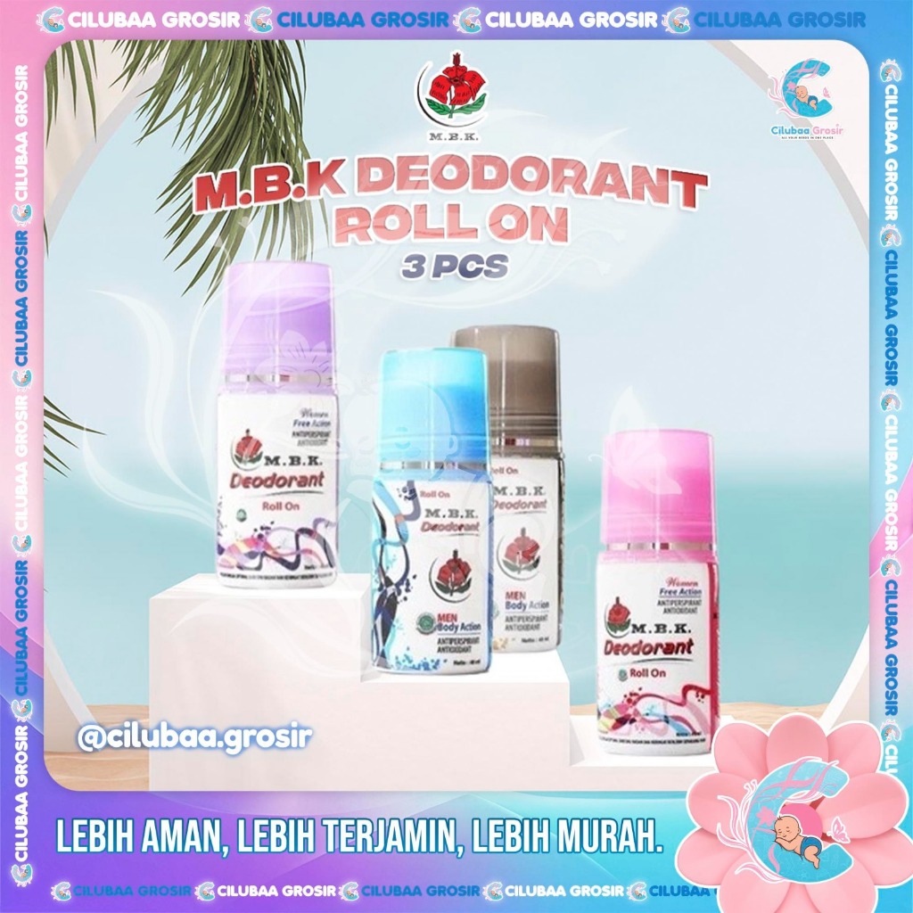 Jual 3 PCS M.B.K Deodorant Roll On 40ml Series || Triple Pack Deo Antiperspirant Lotion ...