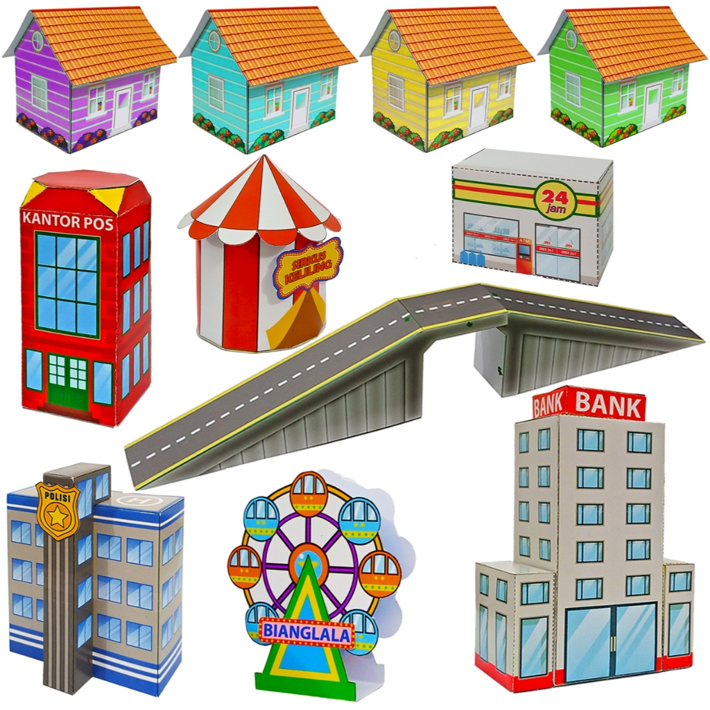 Jual MAINAN DIY MINIATUR RUMAH GEDUNG BANGUNAN PAPER CRAFT DIORAMA ...