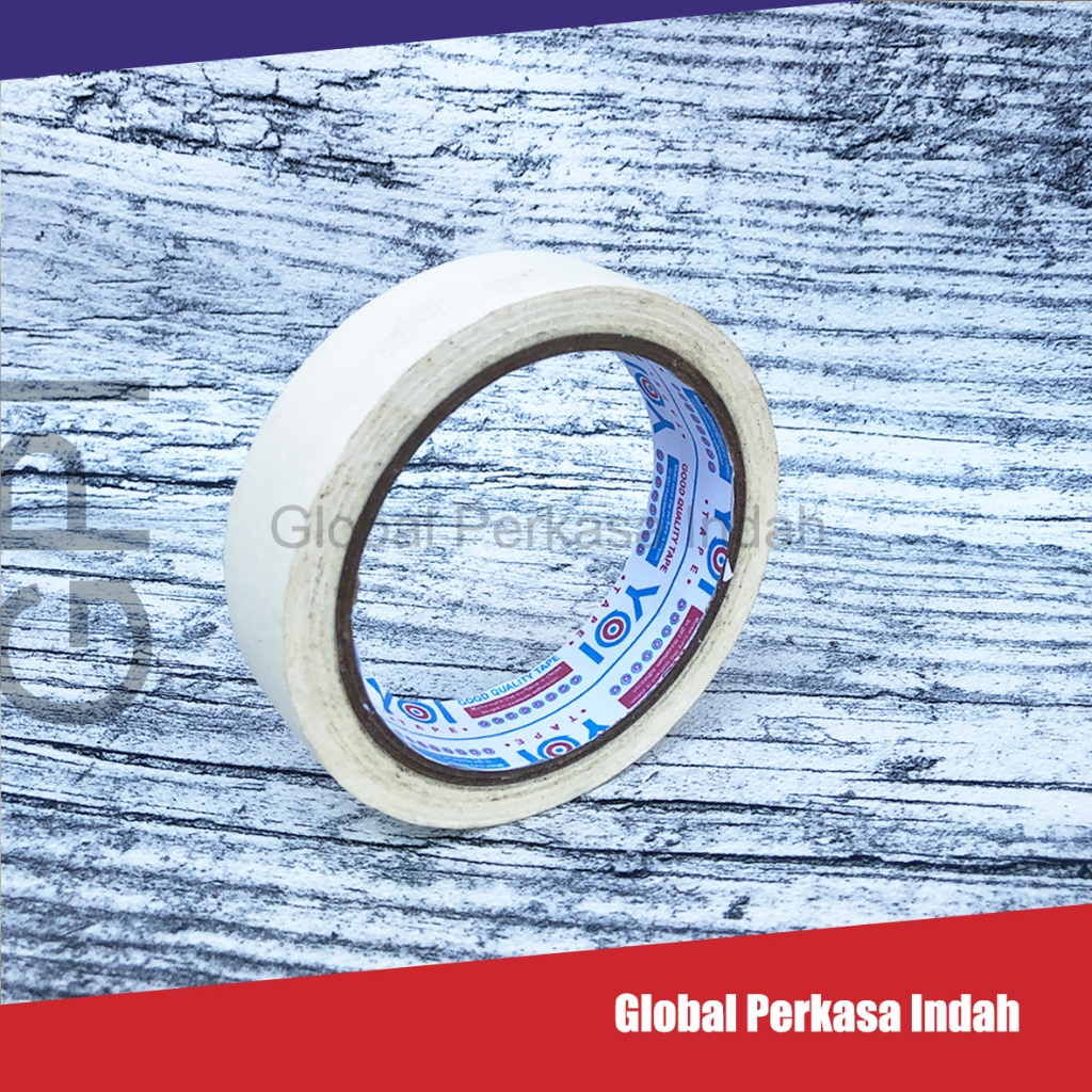 Jual YOI Tape Lakban Isolasi Kertas Masking Tape Putih Kuning 24mm 18m ...