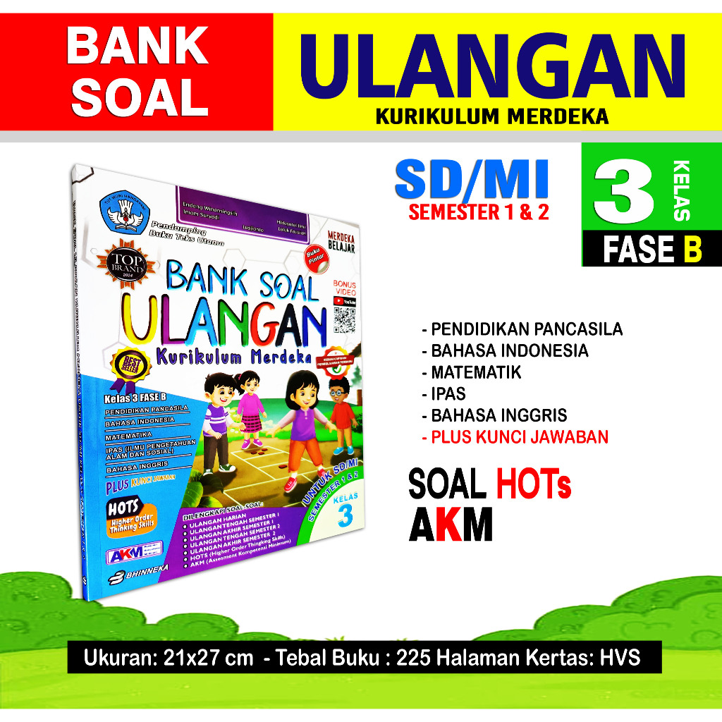 Jual BANK SOAL ULANGAN Kurikulum Merdeka SD/MI Kelas 3 ( CP TERBARU 2024) | Shopee Indonesia