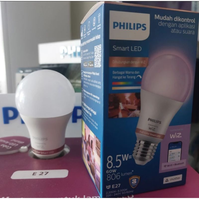 Jual Lampu Smart LED PHILIPS 8.5 Watt Wifi Color Warna RGB Wifi ...