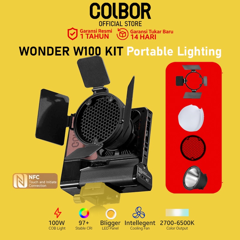 Jual Colbor Wonder W100 HLR Kit with Battery Lampu Portable Studio LED ...