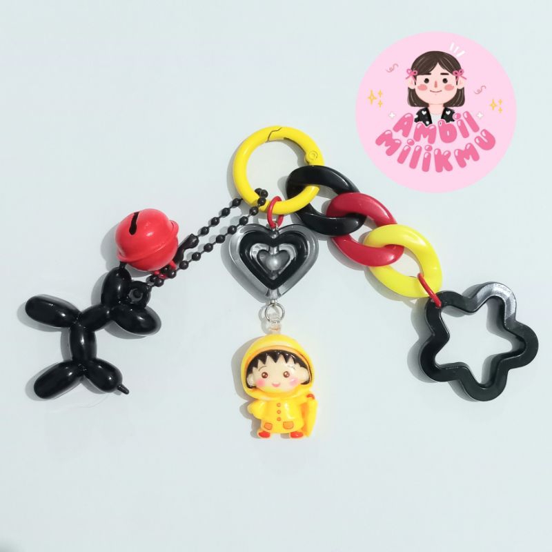 Jual chibi maruko chan bag charm | keychain | gantungan kunci lonceng ...