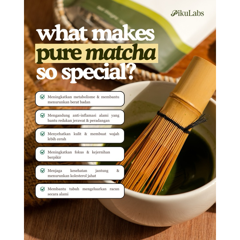 Jual OFFICIAL STORE - PikuLabs Pure Matcha Powder 100gr | 100% Pure, No ...