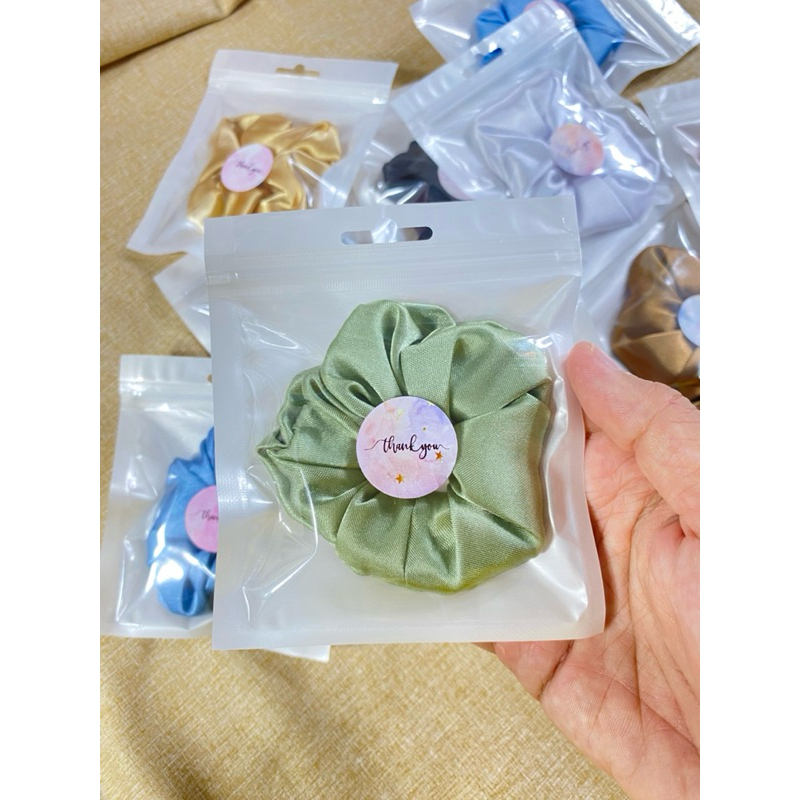 Jual Scrunchie Satin plastik ziplock klip + sticker thank you ...