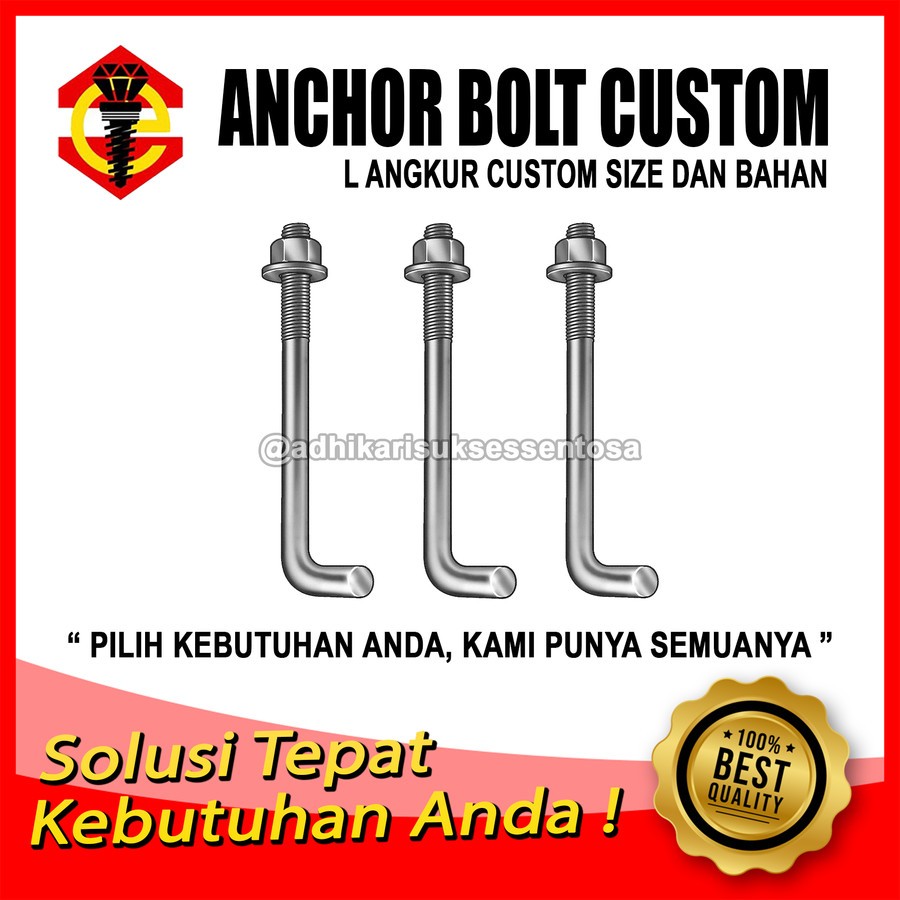 Jual Angkur L M25 / M25x70x10 CM / L Anchor Baja Hitam 1x700x100 MM ...