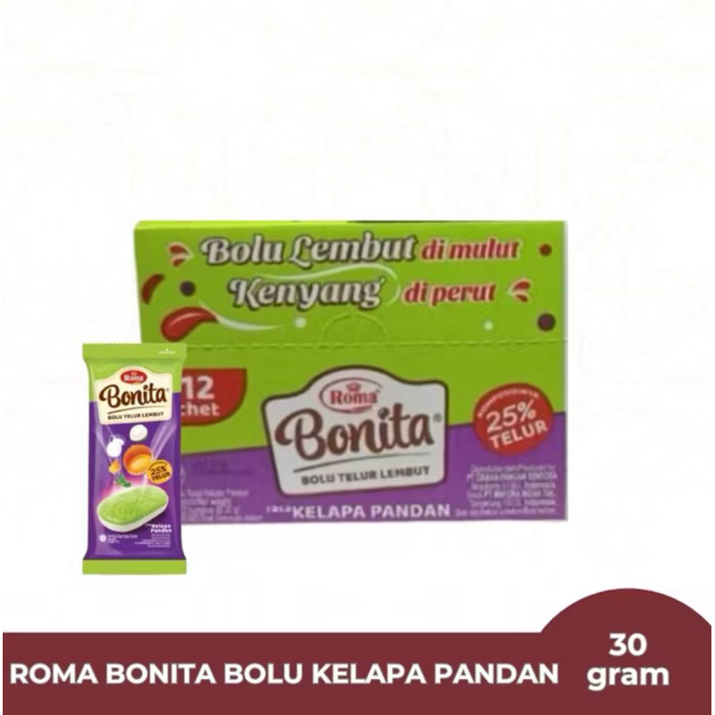 Jual Roma Bonita Bolu Kelapa Pandan 30 gr - 1 Box isi 12 Bks | Shopee ...