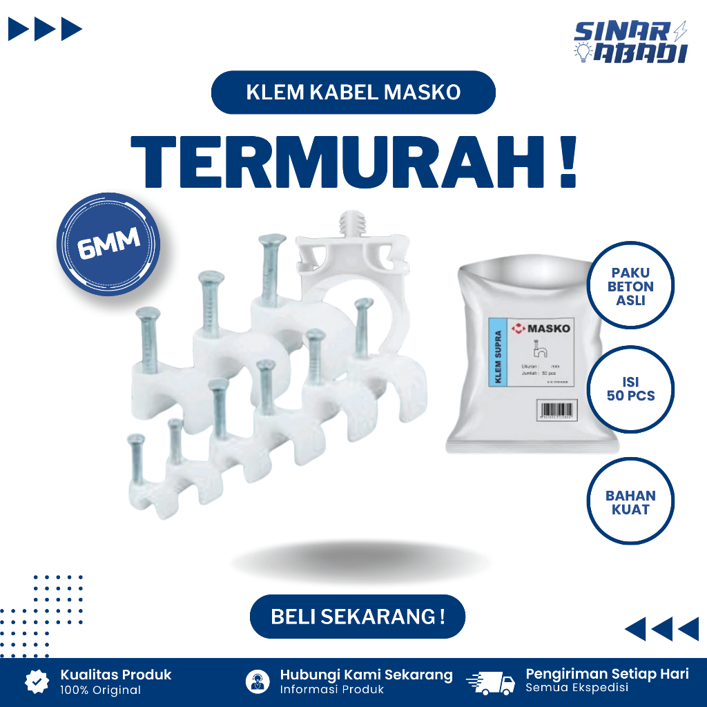 Jual Masko Klem Kabel 6MM 1 Bungkus (50 pcs) | Shopee Indonesia