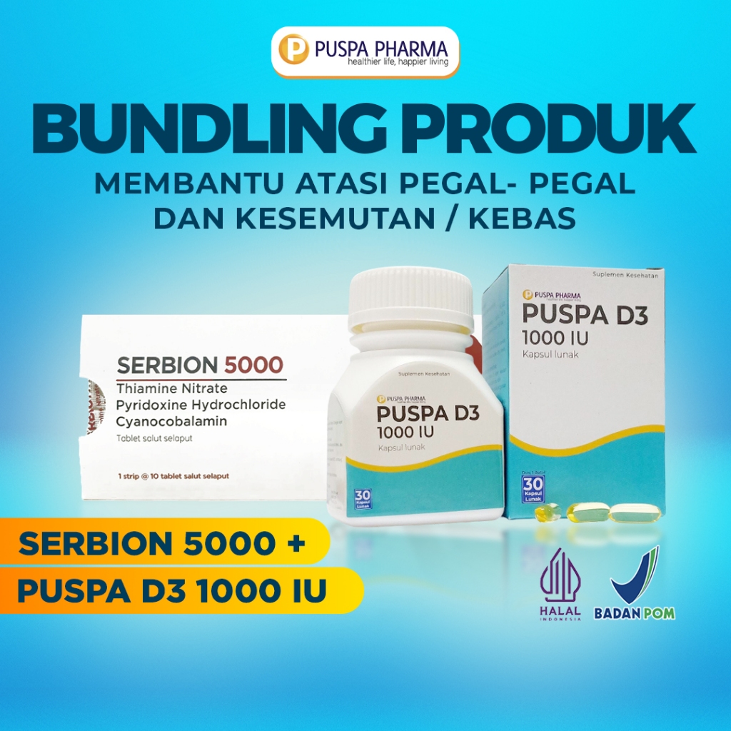 Jual Bundling Produk Serbion (1 Strip) + Puspa D3 1000 (1 Botol ...