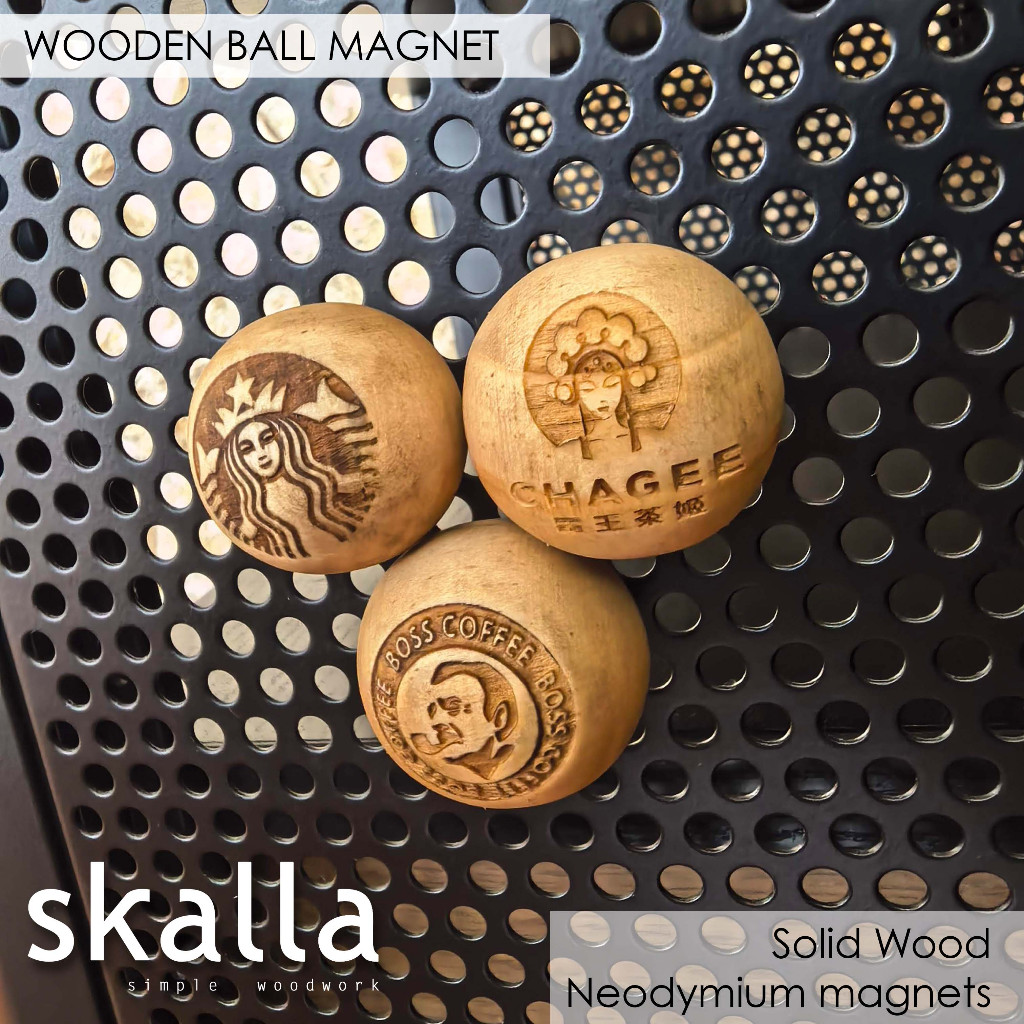Jual Skalla Wooden magnet ball bola magnet kayu kulkas custom | Shopee ...