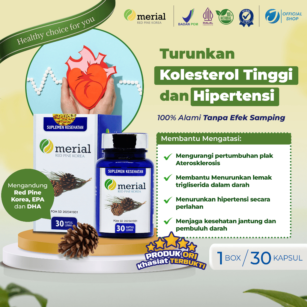 Jual Merial Red Pine Korea - Isi 30 Kapsul / Atasi Kolesterol ...
