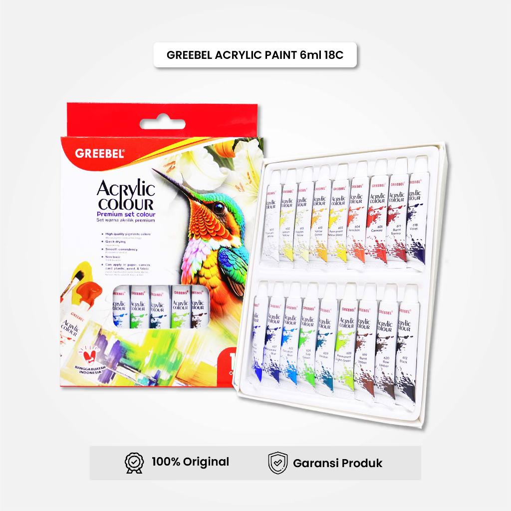 Jual Greebel Cat Acrylic Colour Cat Akrilik Set 18 Warna 6ml Cat ...