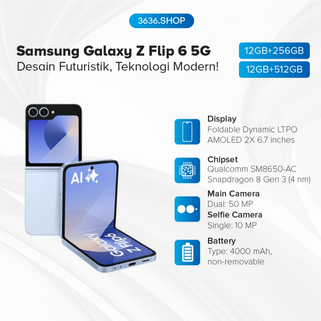 Jual Samsung Galaxy Z Flip 6 5G 12GB/256b 12GB/512GB - Snapdragon 8 Gen ...