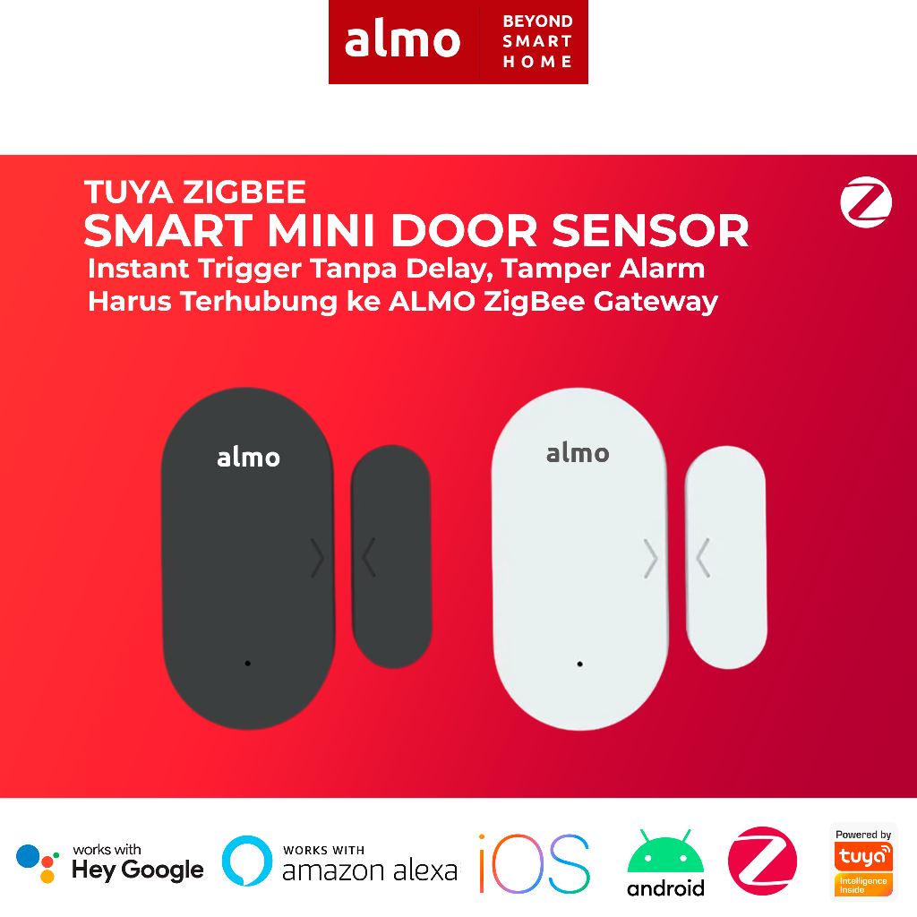 Jual ALMO Tuya ZigBee Mini Smart Door Window Sensor Otomasi Rumah ...