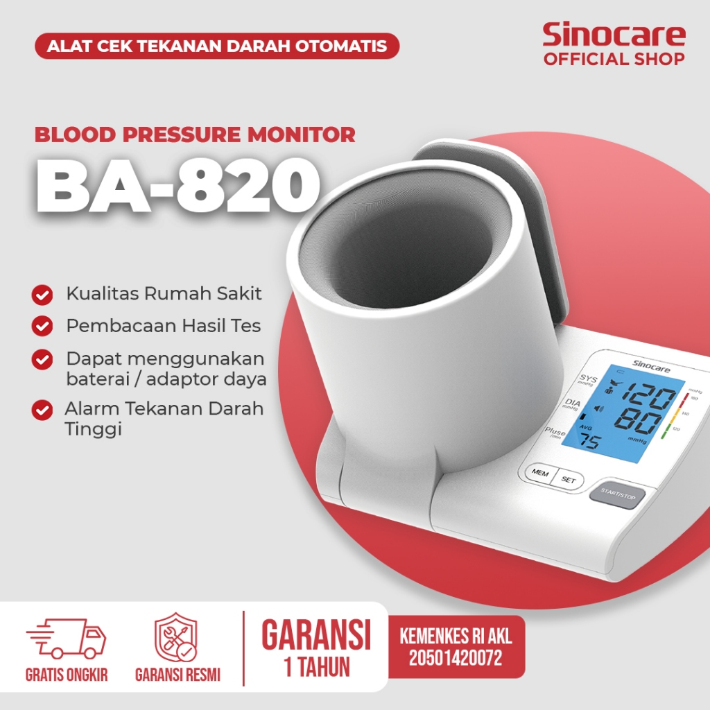 Jual Sinocare Alat Tensi Darah Digital Pengukur Tensimeter Monitor ...
