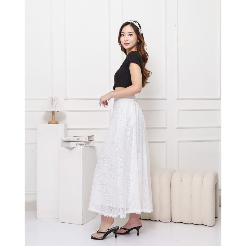 Jual ALANNOR - FREYA ROK BRUKAT RENDA HITAM PUTIH BURGUNDY/ROK BRUKAT ...