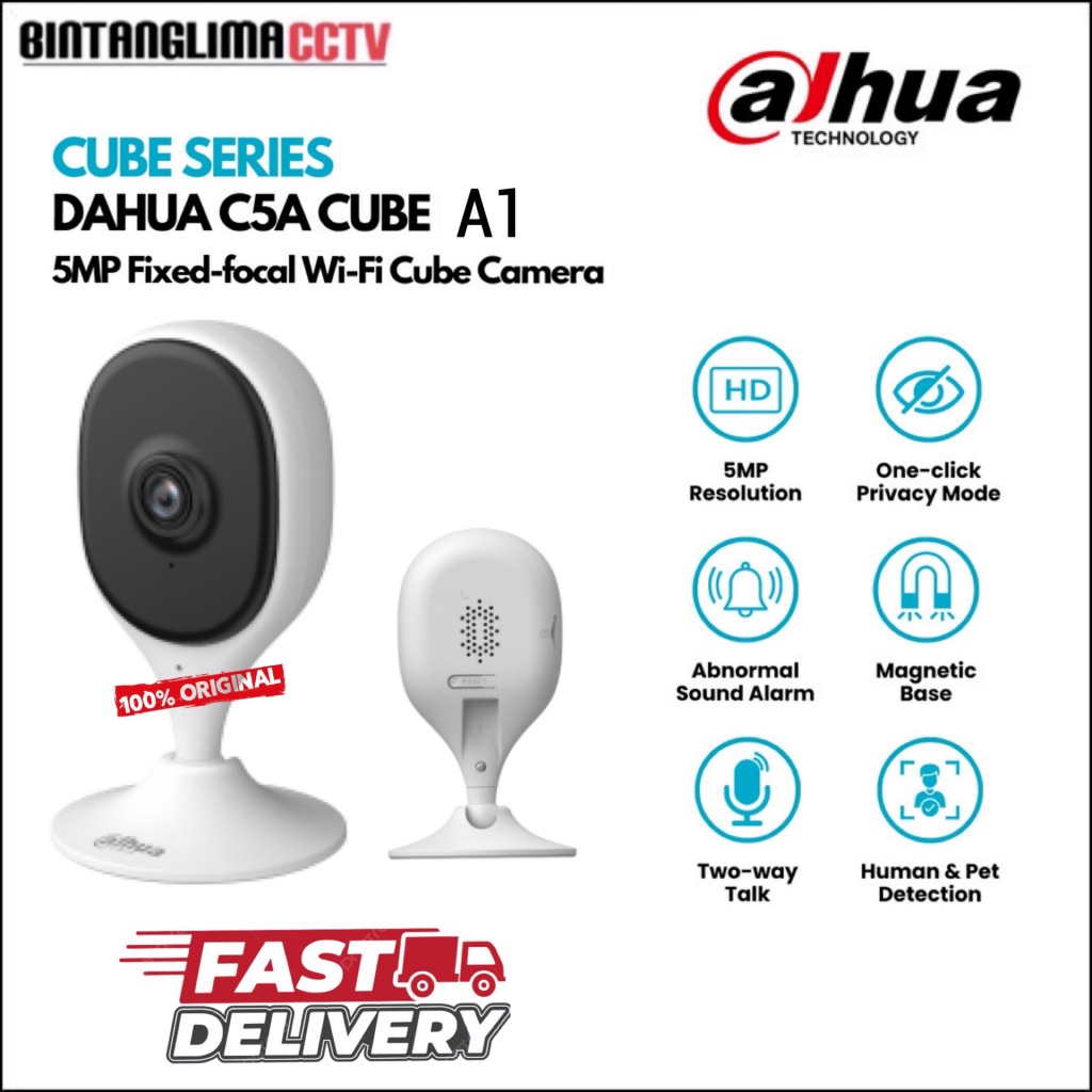 Jual IP Camera CCTV Wifi Dahua Cube A1 5MP DH-C5A Indoor Fixed-focal Wi-Fi Cube Network Camera ...