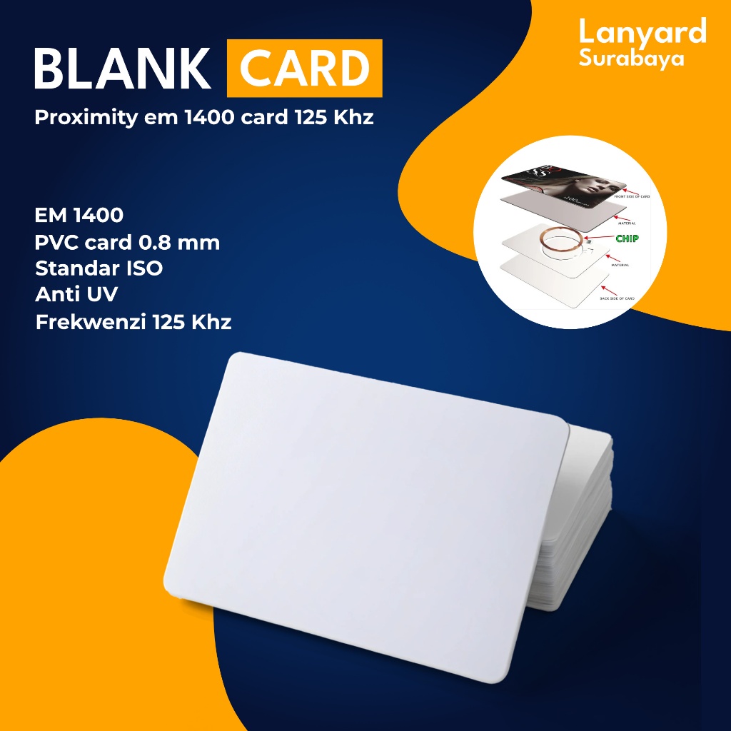 Jual Kartu PVC Blank Thermal Card Proximity Polos Em4100 Card 125 Khz 0 ...