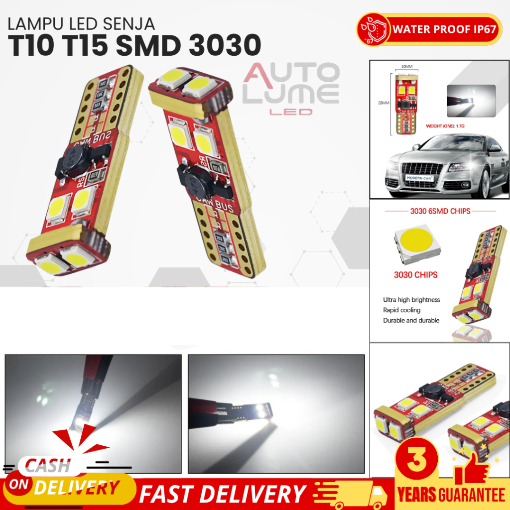 Jual 【AutoLume】Lampu LED T10 T15 Mobil – PREMIUM 6 Mata Super Terang ...