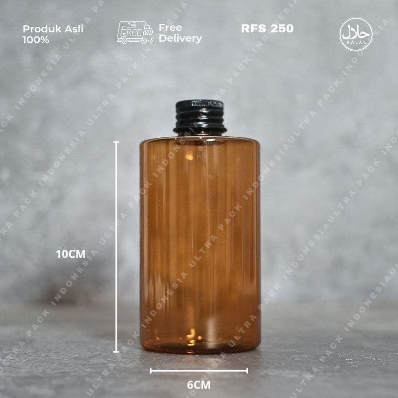 Jual KEMASAN MINUMAN BOTOL FOOD GRADE - BOTOL PET RFS 250ML LIGHT AMBER + TUTUP ULIR ALUMINIUM ...
