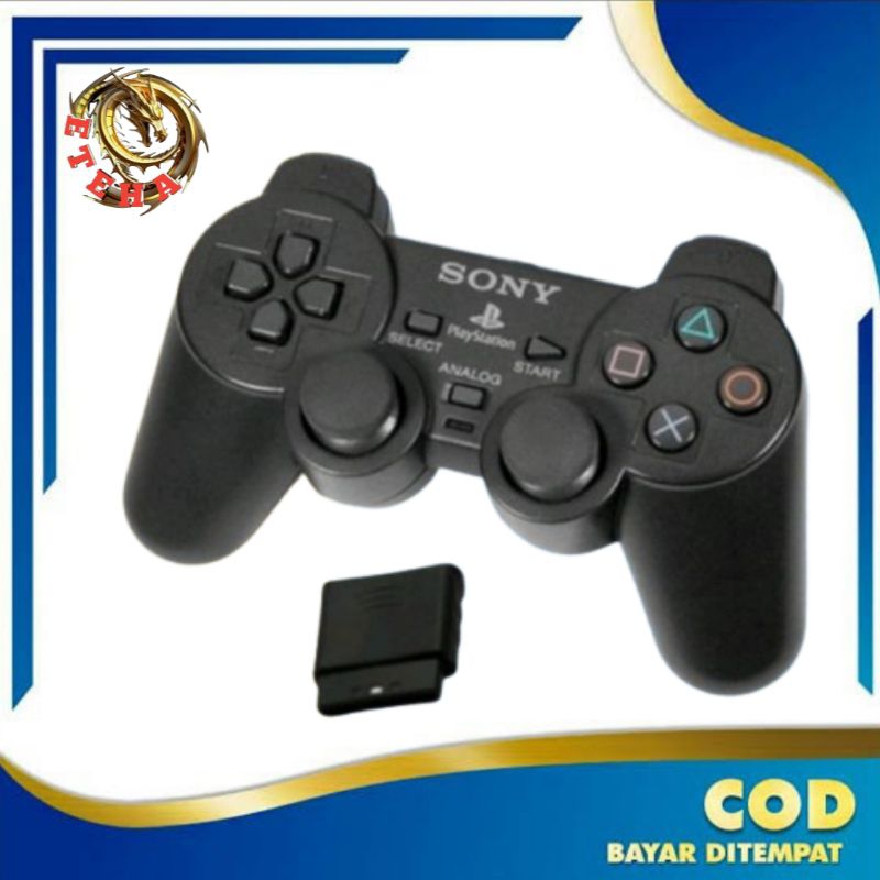 Jual Stik Stick PS2 Wireless Original Pabrik warna HITAM | Shopee Indonesia