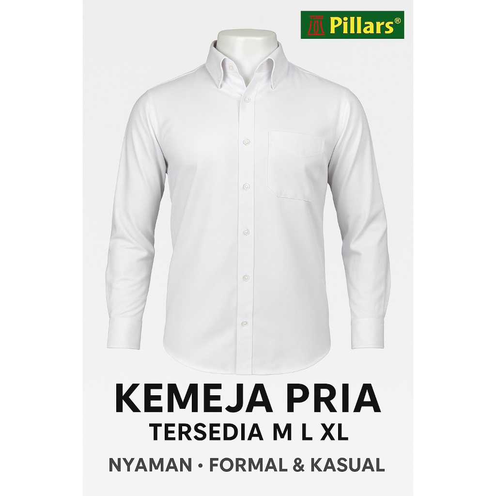 Jual PILLARS KEMEJA HEM PUTIH lengan panjang - FORMAL - Warna Putih sz ...