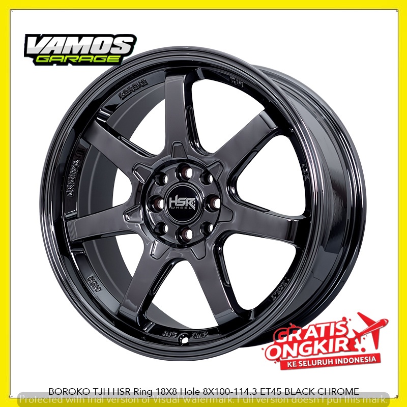 Jual VELG MOBIL WARNA BLACK CHROME RING 18 BOROKO TJH HSR R18X8 H8X100-114,3 ET45 BLACK CHROME ...