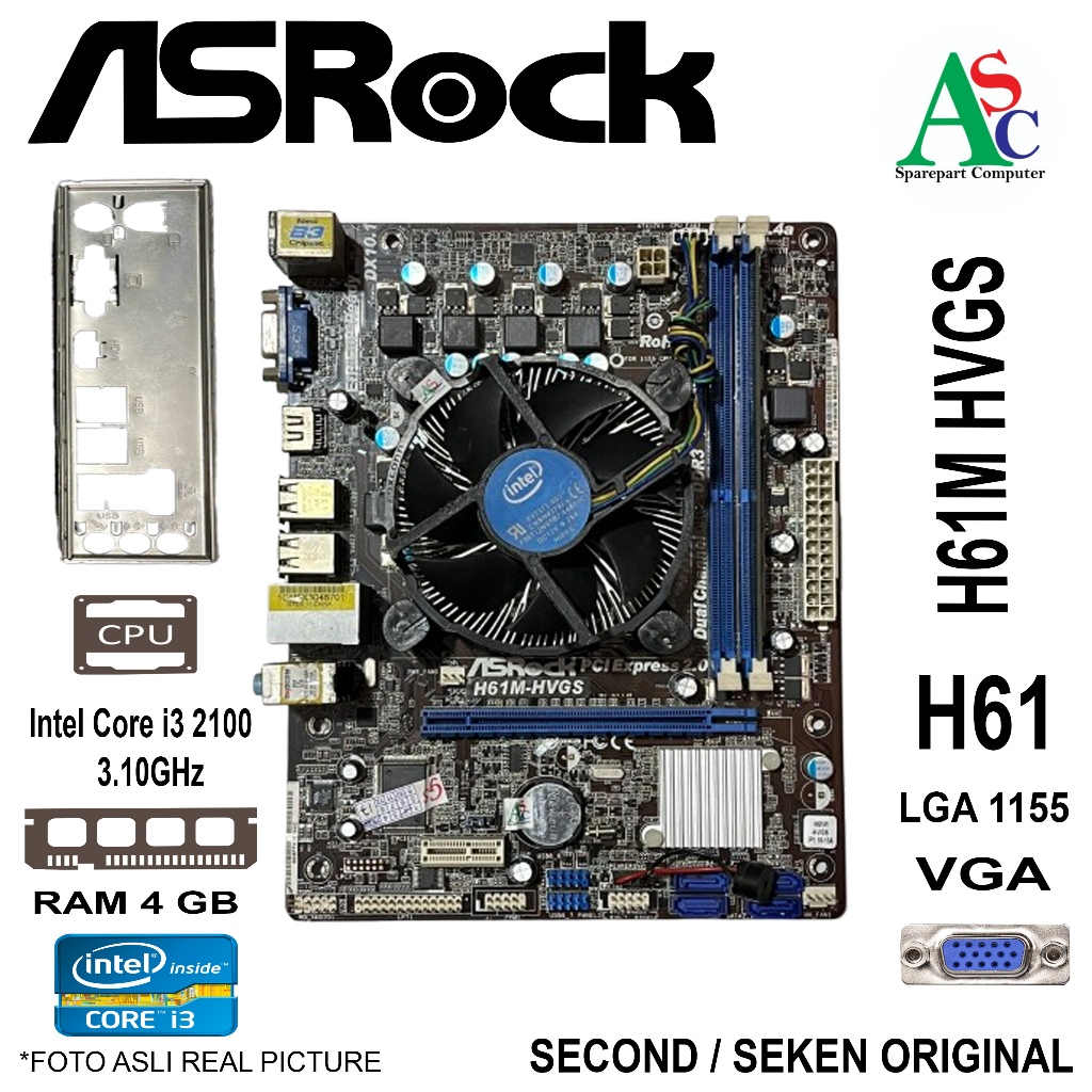 Jual Paket Mobo Asrock Core i3 Ram 4gb Fan Intel Backpanel | Shopee ...