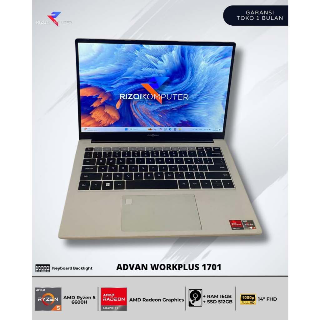 Jual Advan Workplus 1701 AMD Ryzen 5 6600H Ram 16GB SSD 512GB bgh ...