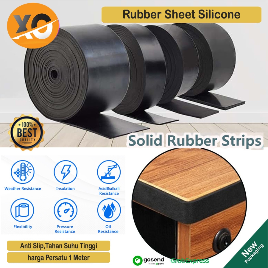 Jual Karet Rubber Strip Hitam Anti Slip Polos Tebal 1mm - 6mm Lebar 1cm ...