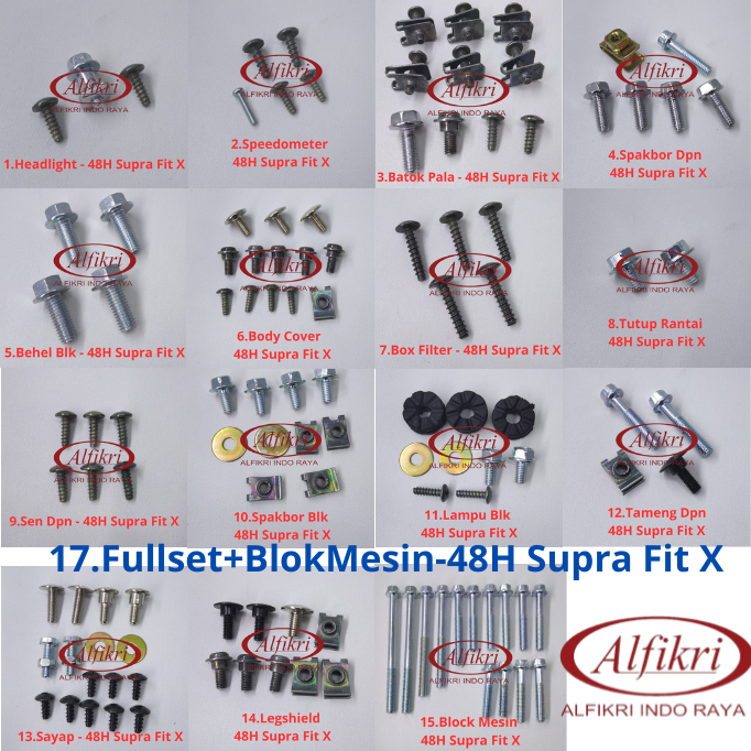 Jual 48. Supra Fit X Full Set / Baud Honda Supra Fit X Full set Full Body / Baut Baud Honda ...