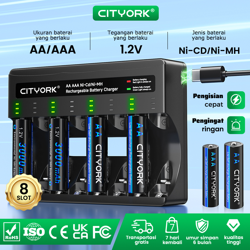Jual Cityork Baterai AA AAA Charger 2A 3A Baterai Cas Baterai Isi Ulang ...
