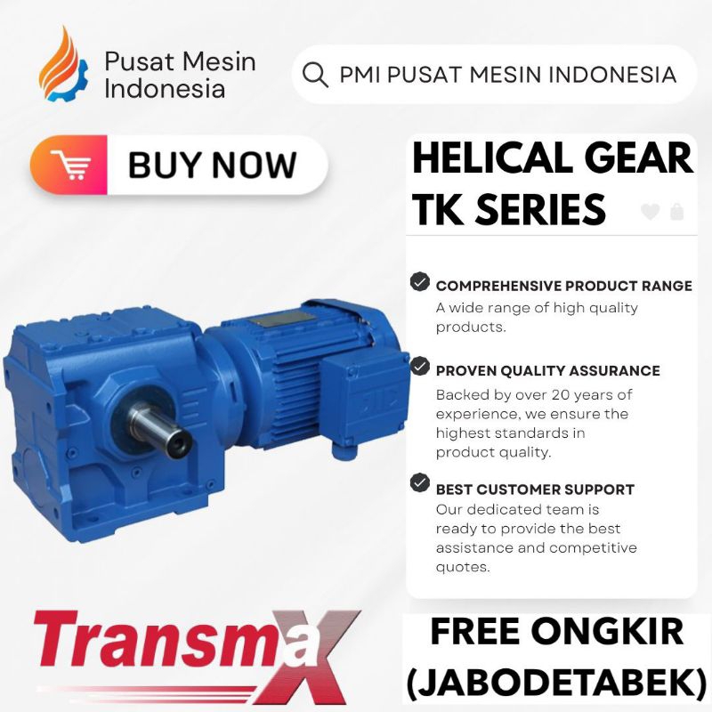 Jual GEAR TRANSMAX HELICAL TK 97 YDA112M4 4KW / 5.5HP GEAR BOX TRANSMAX ...