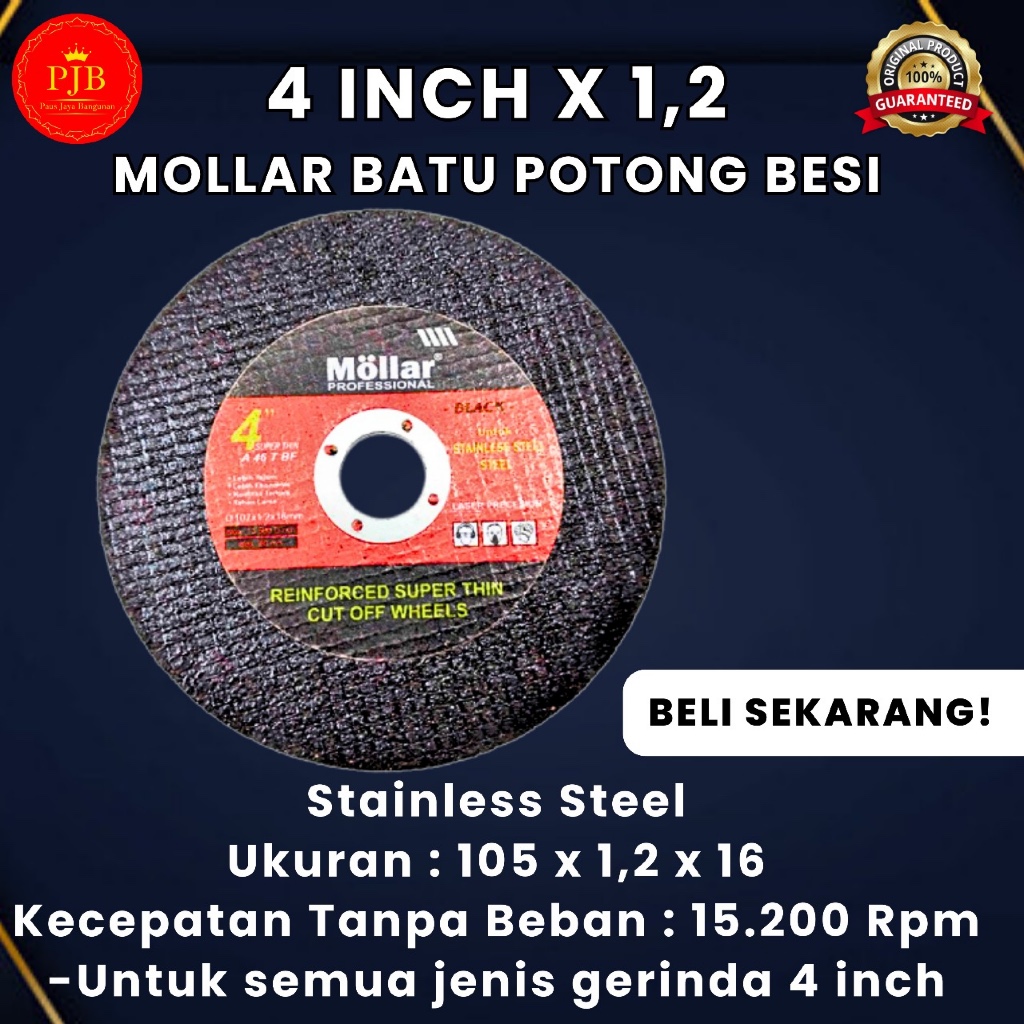 Jual MOLLAR Batu Potong Gerinda / Cutting Wheel Stainless Steel / Besi ...