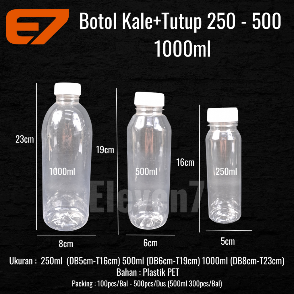 Jual Botol Plastik PET Kale+Tutup Botol Almond Juice 2500ml-500ml ...