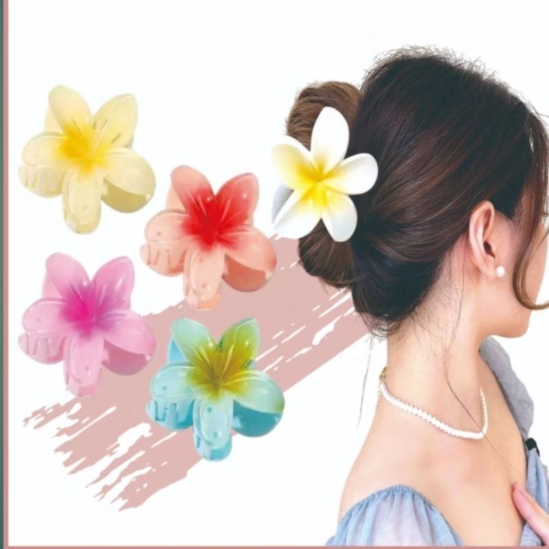 Jual HC Jepit rambut Korea jedai bunga kamboja wanita elegan high ...