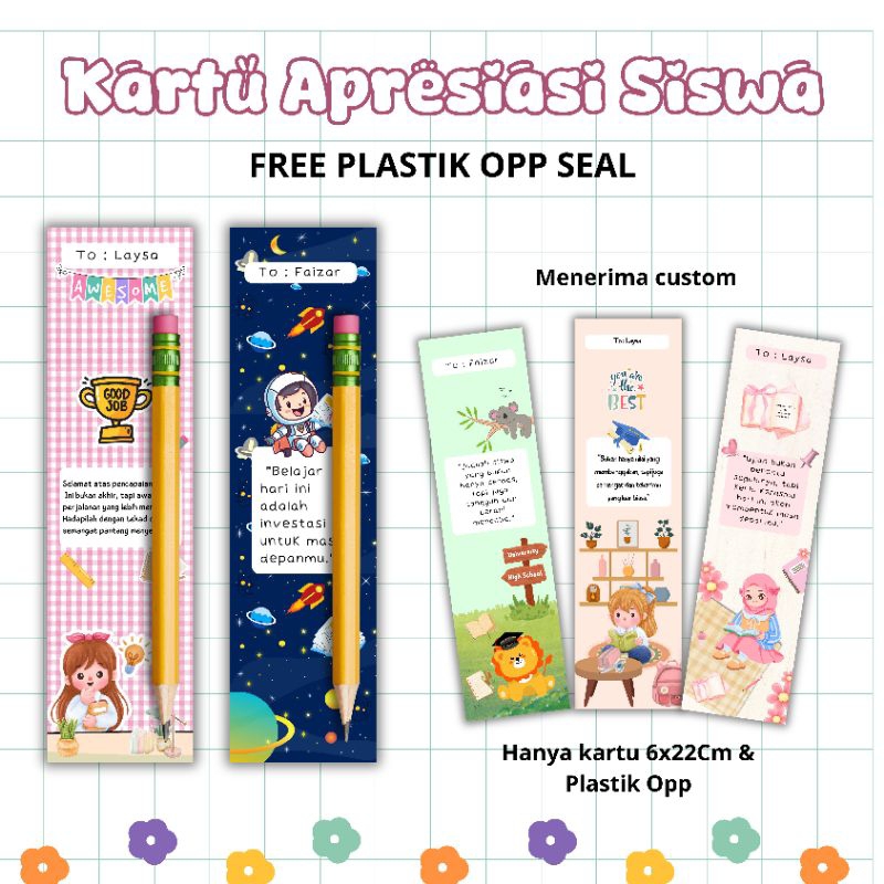 Jual Kartu lucu untuk hadiah siswa / kartu apresiasi siswa / alas ...
