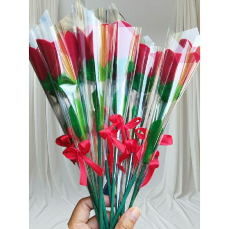 Jual (Ready Stok) Bunga mawar flanel bungkus plastik polos tebal dan ...