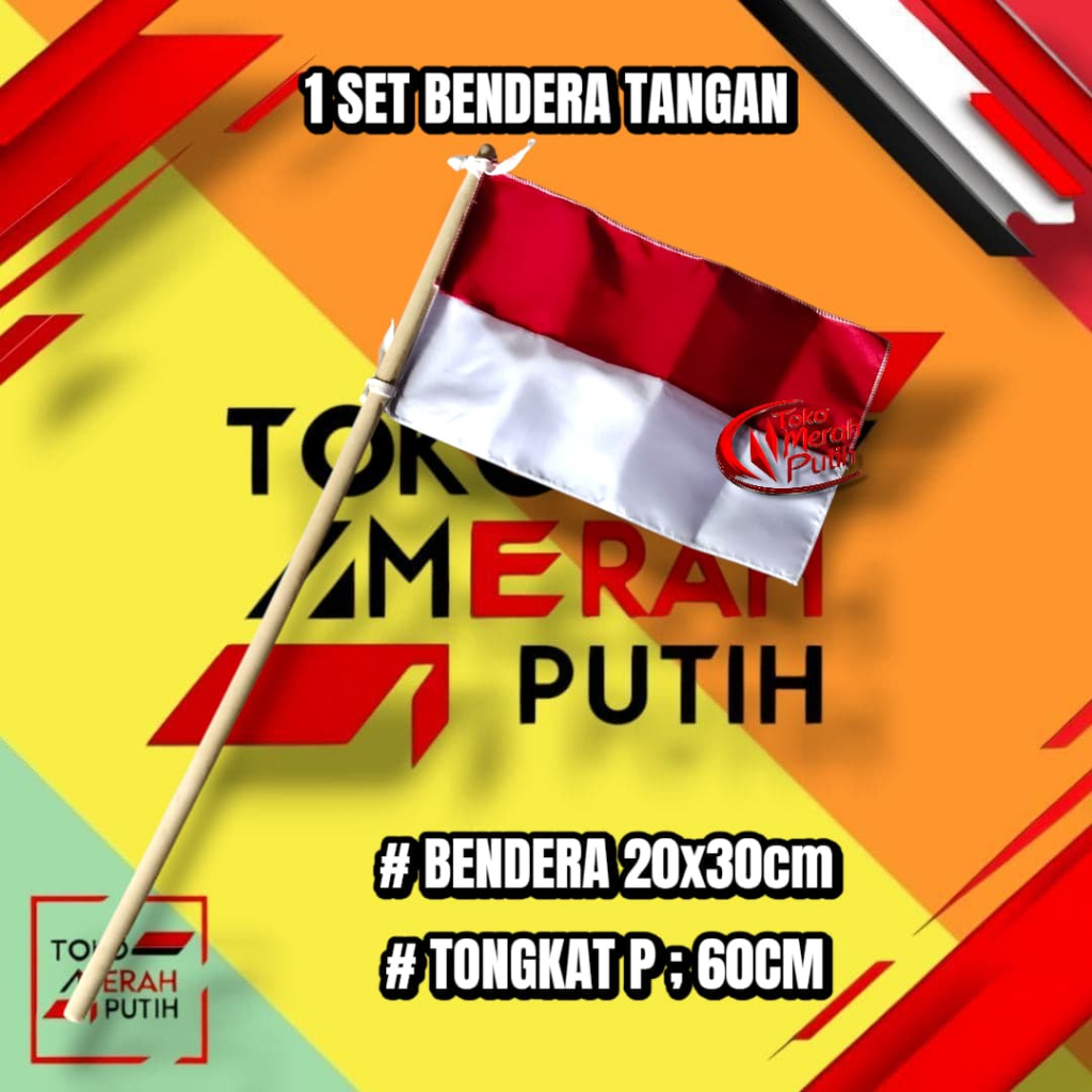 Jual Bendera tangan + stik pegangan INDONESIA bahan kain | Shopee Indonesia