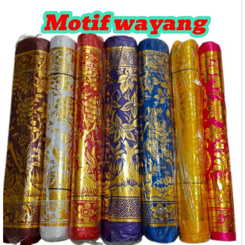 Jual KAIN PRADA SATIN EMAS BALI MOTIF WAYANG | Shopee Indonesia