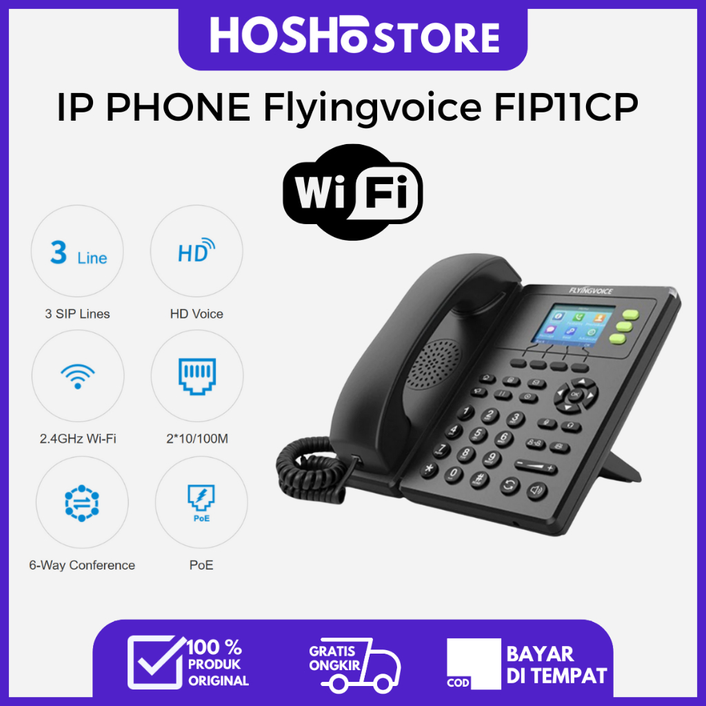 Jual IP PHONE Flyingvoice FIP11CP POE WIFI COLOUR VOIP IP PHONE FLYING ...
