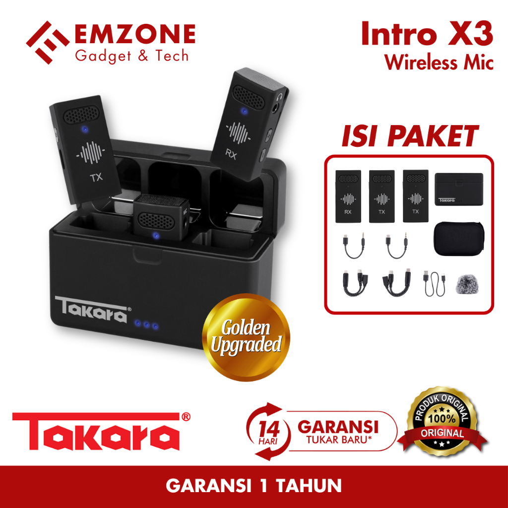 Jual Takara INTRO X3 Digital Wireless 2,4GHz Microphone with Charging ...